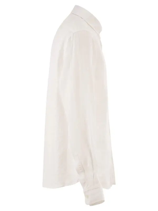 BOSS Pure Linen Regular Fit Shirt With Button-down Collar - White