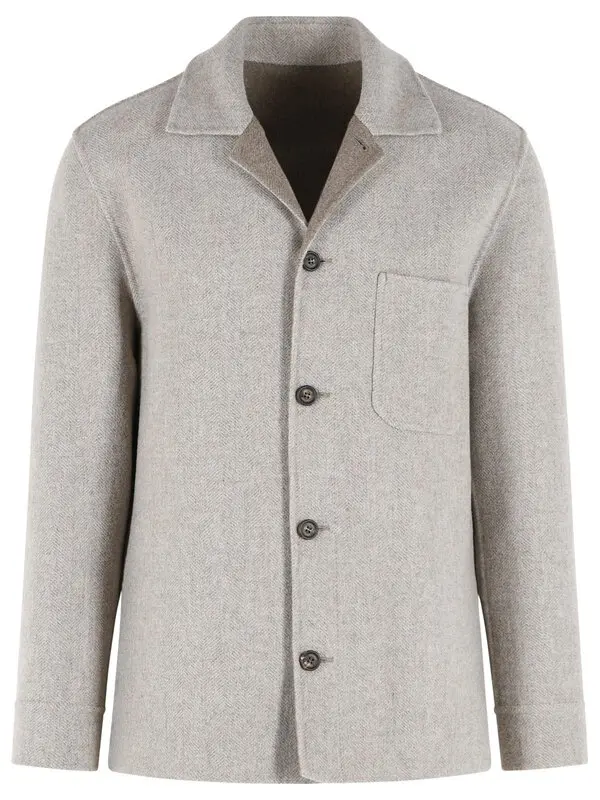 Eleventy And Beige Wool And Cashmere Overshirt - Green