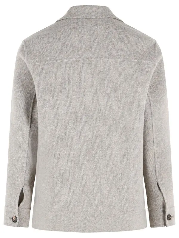 Eleventy And Beige Wool And Cashmere Overshirt - Green