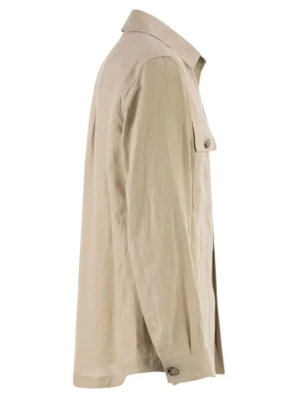 BOSS Linen Shirt Jacket With Patch Pockets