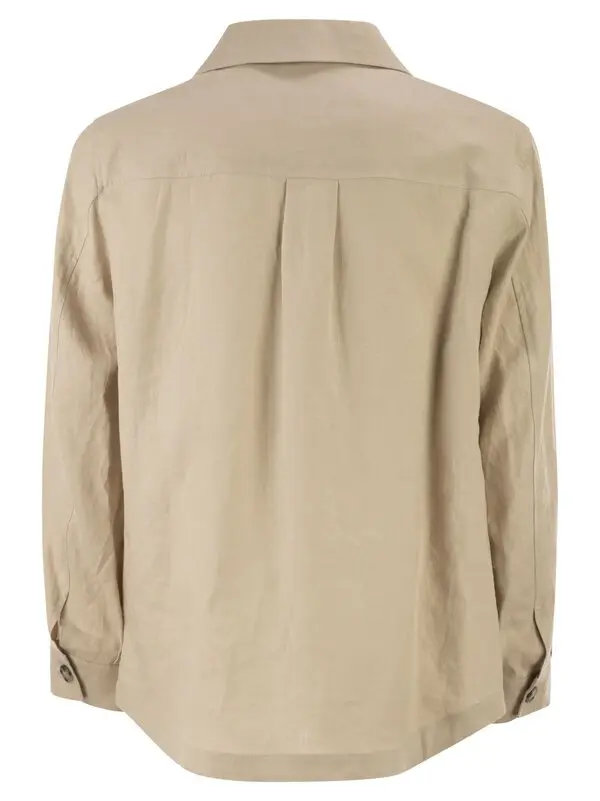 BOSS Linen Shirt Jacket With Patch Pockets