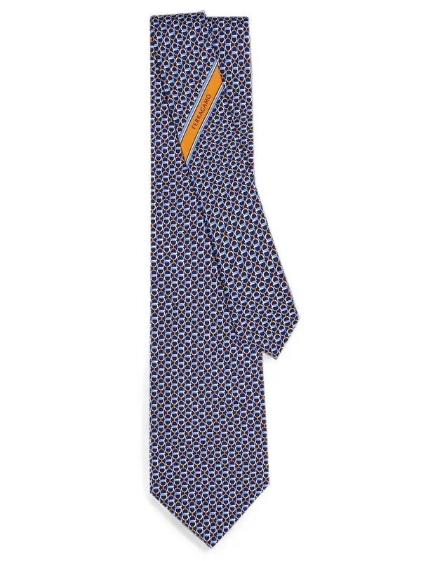 FERRAGAMO Gancini-print Silk Tie