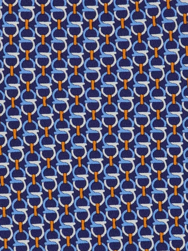 FERRAGAMO Gancini-print Silk Neck Ties - Blue