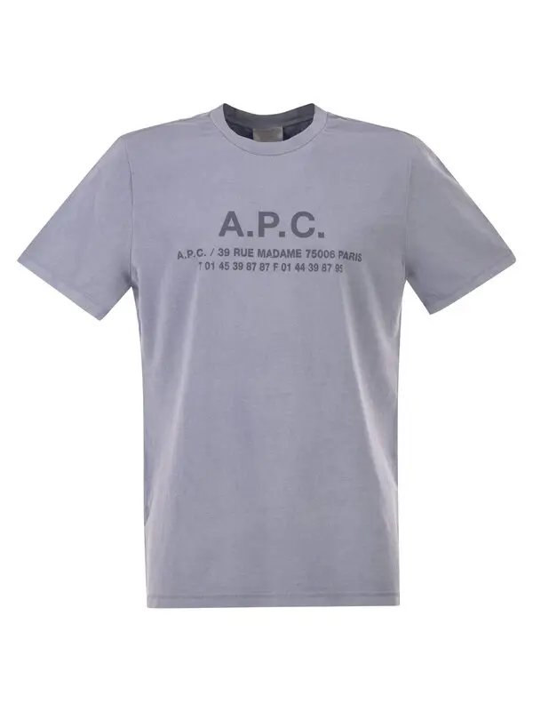 A.p.c. Organic Cotton T-shirt With Logo Print - Blue