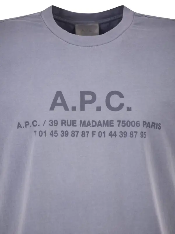 A.p.c. Organic Cotton T-shirt With Logo Print - Blue