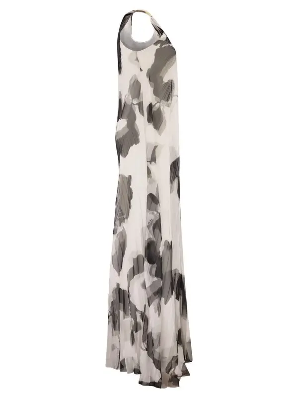 Max Mara Mxefuggito One-shoulder Pleated Printed Long Dress