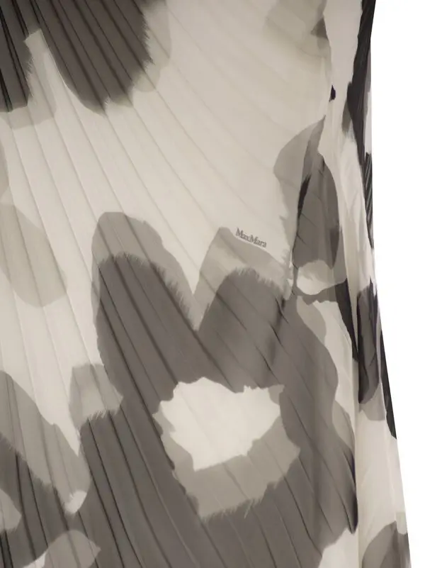 Max Mara Printed Pleated Dress - White