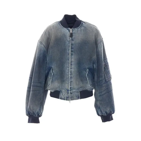 Balenciaga Denim Bomber Jacket - Blue