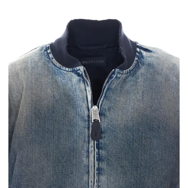 Balenciaga Denim Bomber Jacket - Blue
