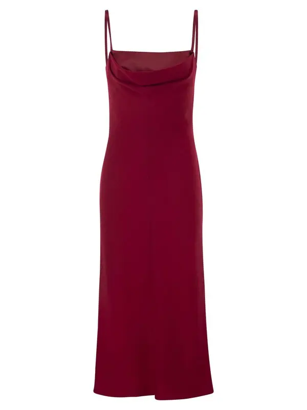 Max Mara Long Dress With Draped Neckline - Red