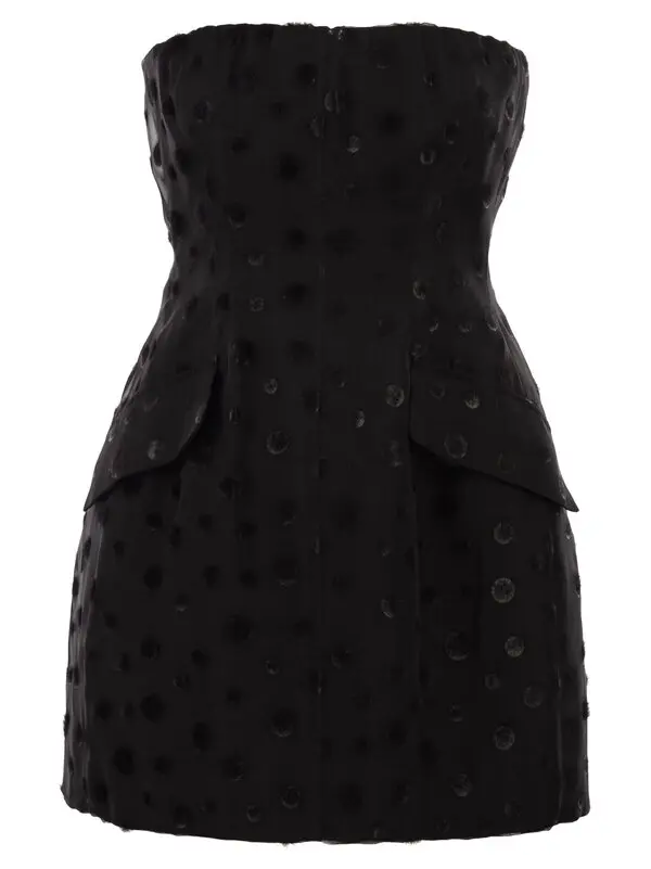 Sportmax Spxvampata Flocked Silk Bustier Mini Dress - Black