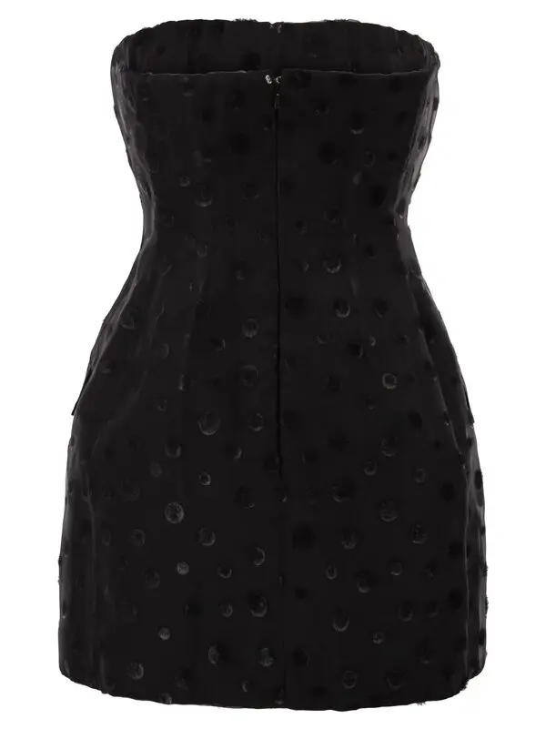 Sportmax Flocked Silk Bustier Mini Dress