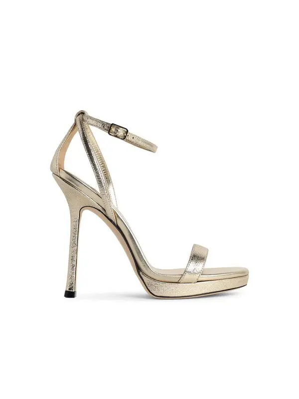 JIMMY CHOO Moza 120' Platinum Fabric Sandals