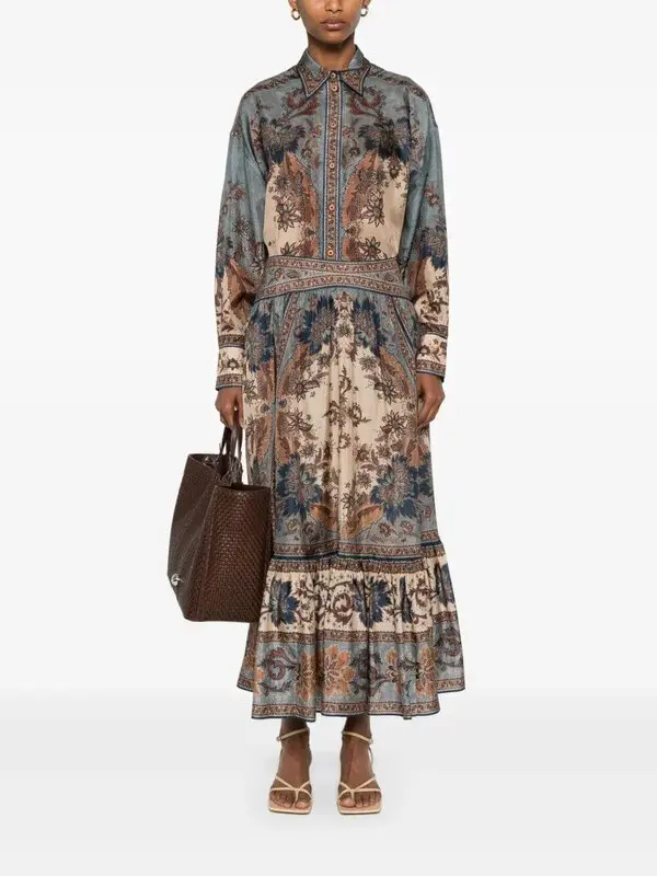 Zimmermann Ascension Tiered Midi Skirt - Blue