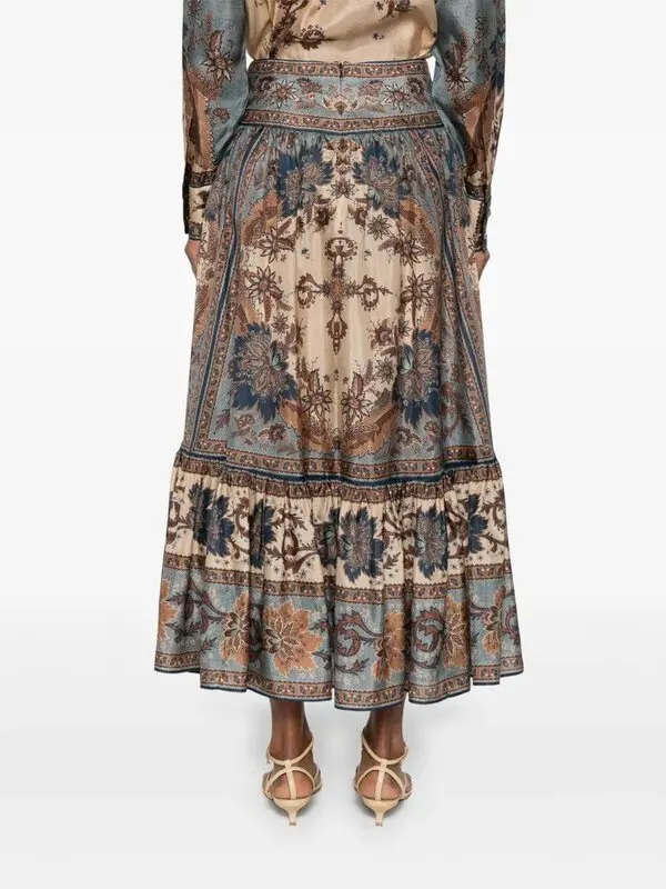 Zimmermann Ascension Tiered Midi Skirt - Blue