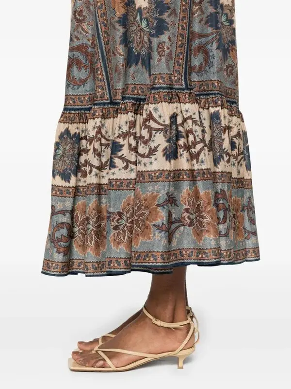 Zimmermann Ascension Tiered Midi Skirt - Blue