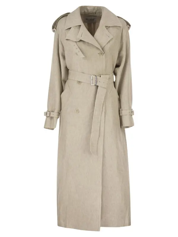 Max Mara Long Pure Linen Trench Coat - Cream