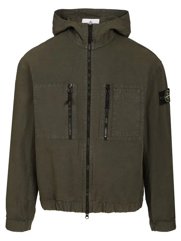 Stone Island Organic Cotton Ripstop Hooded Overshirt - Gray