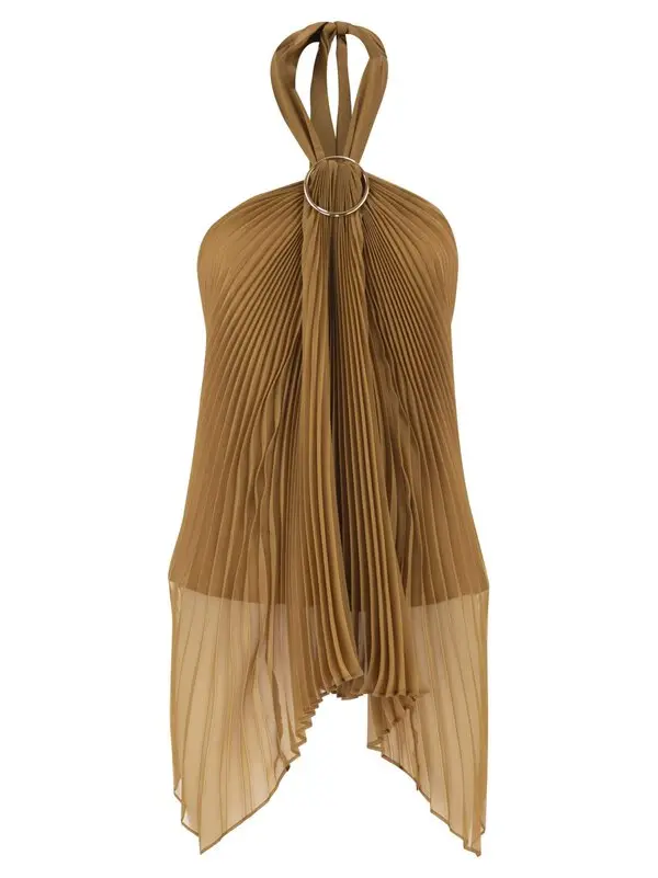 Max Mara Mxevalzer Pleated Halter Top With Ring Detail