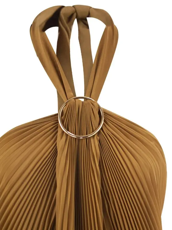 Max Mara Mxevalzer Pleated Halter Top With Ring Detail