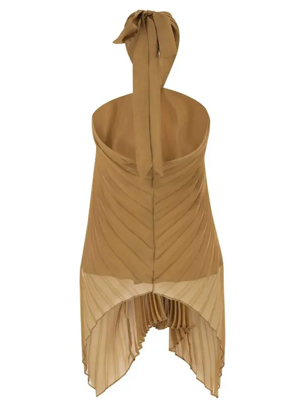 Max Mara Mxevalzer Pleated Halter Top With Ring Detail - Multicolor
