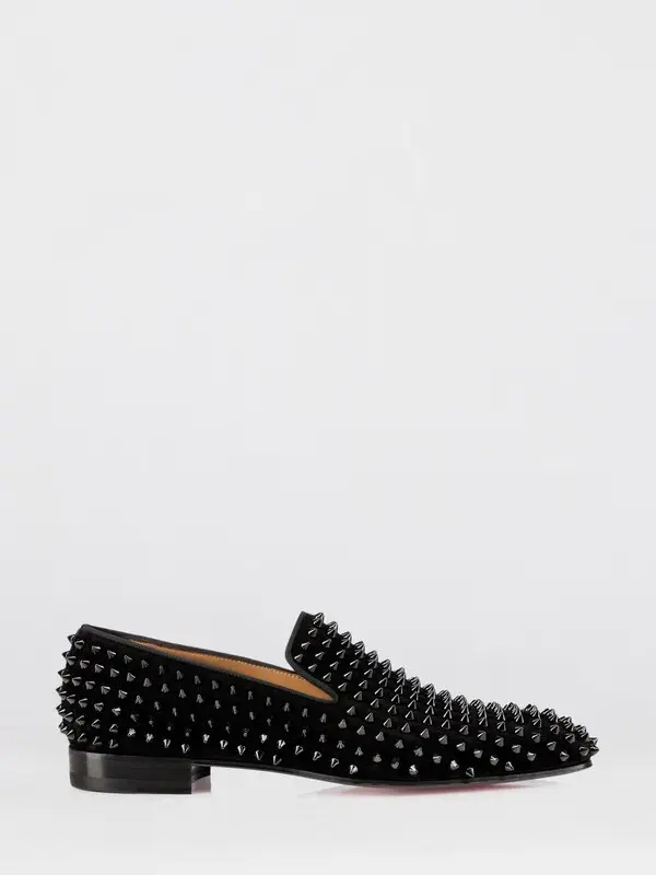 CHRISTIAN LOUBOUTIN Dandelion Spikes Velvet Loafers - Black