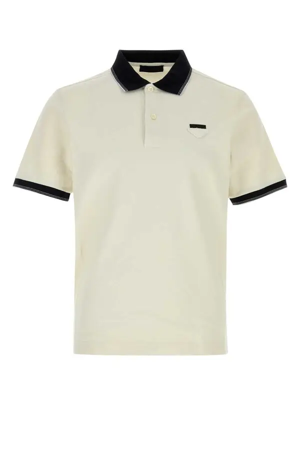 Prada Ivory Piquet Polo Shirt