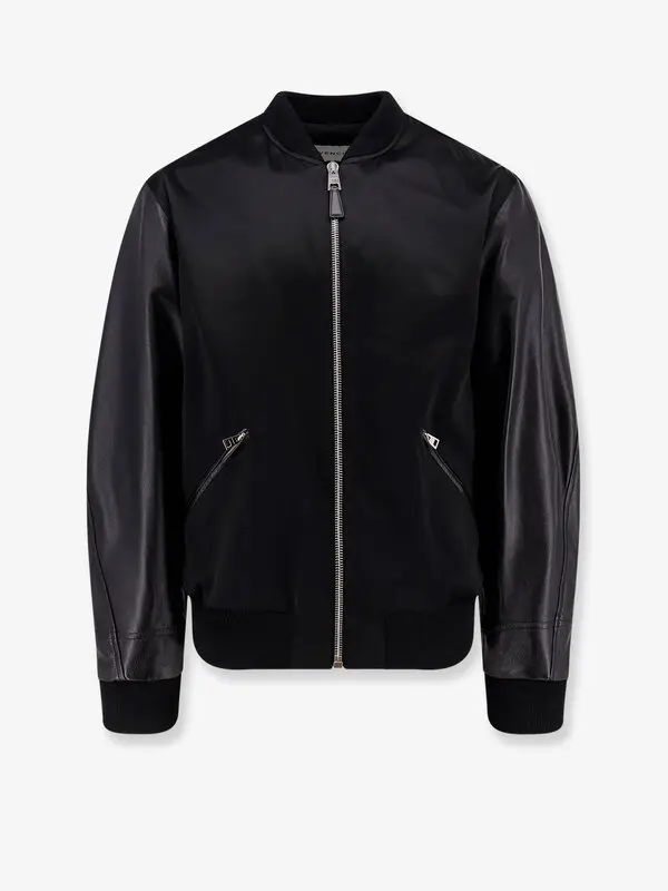 Givenchy Cotton And Nylon Jacket With Leather Sleeves - Multicolor
