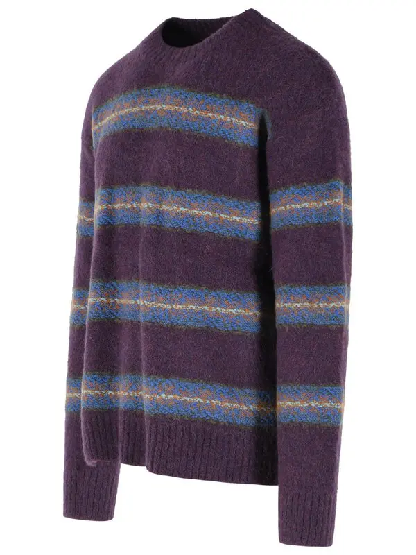 Dries Van Noten Alpaca Blend Striped Pullover - Purple