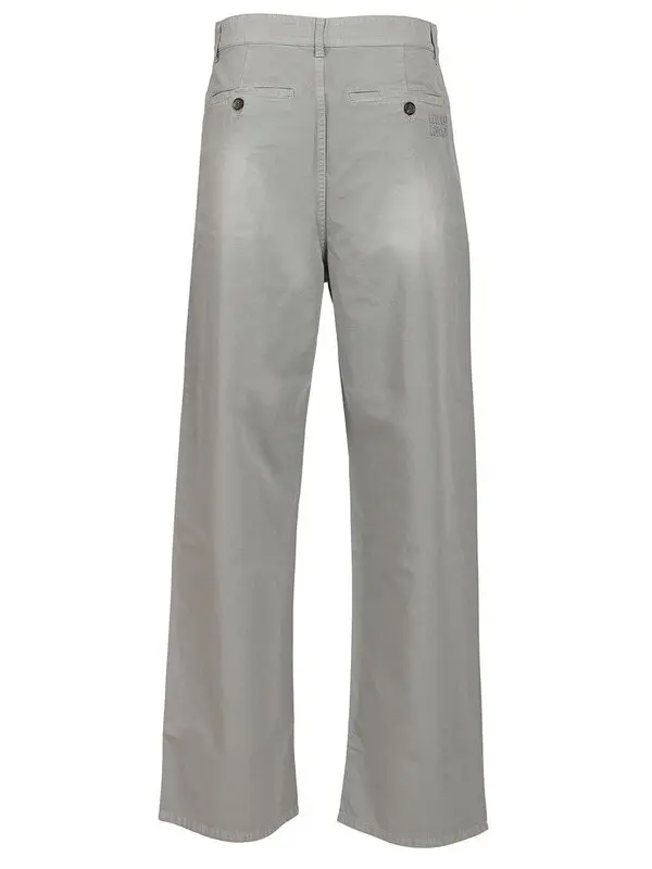 Miu Miu Cotton Wide Fit Trousers - Gray