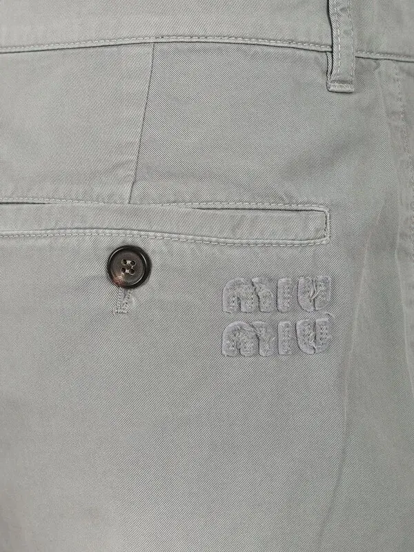 Miu Miu Cotton Wide Fit Trousers - Gray