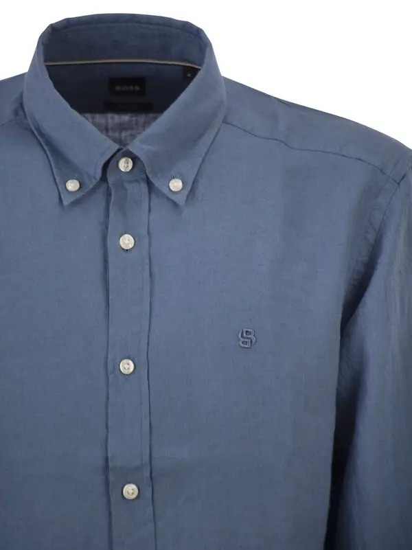 BOSS Pure Linen Regular Fit Shirt With Button-down Collar