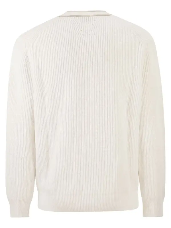 BOSS Ribbed Cotton Cardigan With Contrast Buttons