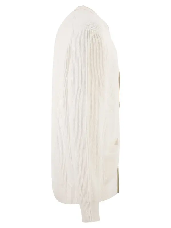 BOSS Ribbed Cotton Cardigan With Contrast Buttons