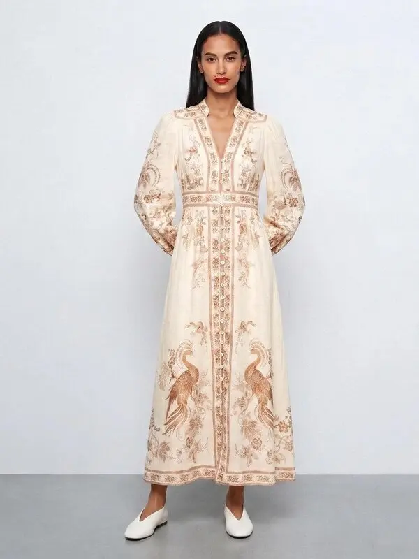 Zimmermann Indra Plunge Midi Dress