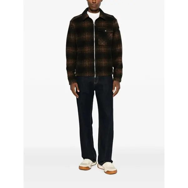 Moncler Check Pattern Shirt Jacket - Brown