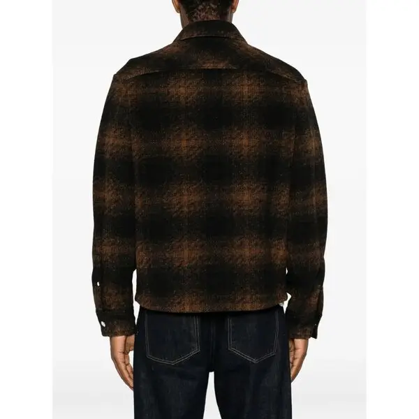 Moncler Check Pattern Shirt Jacket - Brown
