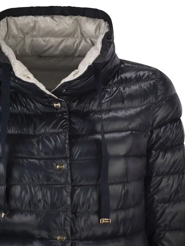 Herno Reversible Ultra-light Nylon Down Jacket With Funnel Neck