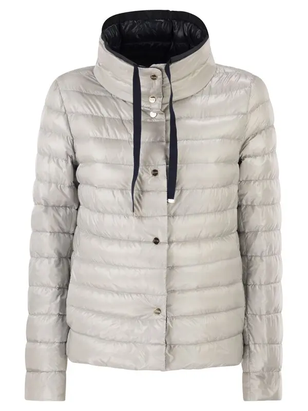 Herno Reversible Ultra-light Nylon Down Jacket With Funnel Neck