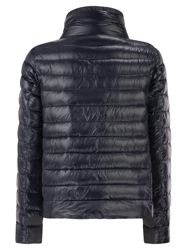 Herno Reversible Ultra-light Nylon Down Jacket With Funnel Neck - Blue