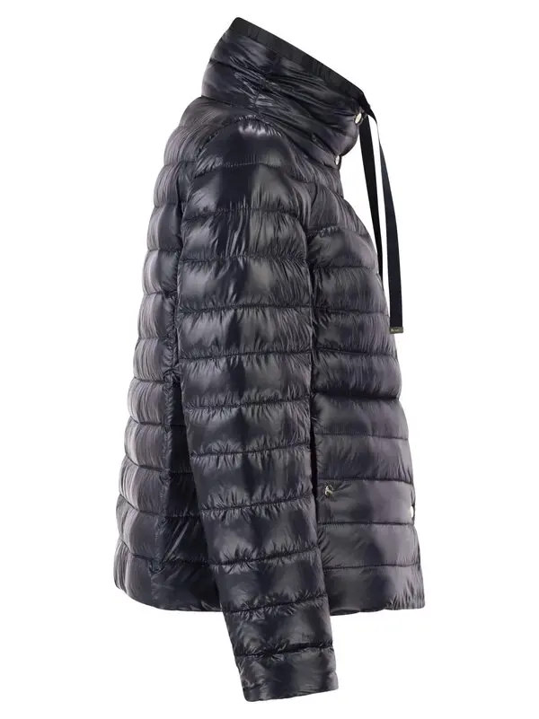 Herno Reversible Ultra-light Nylon Down Jacket With Funnel Neck - Blue