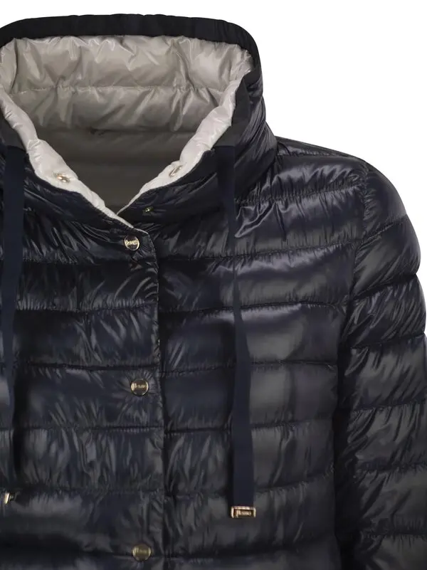 Herno Reversible Ultra-light Nylon Down Jacket With Funnel Neck - Blue