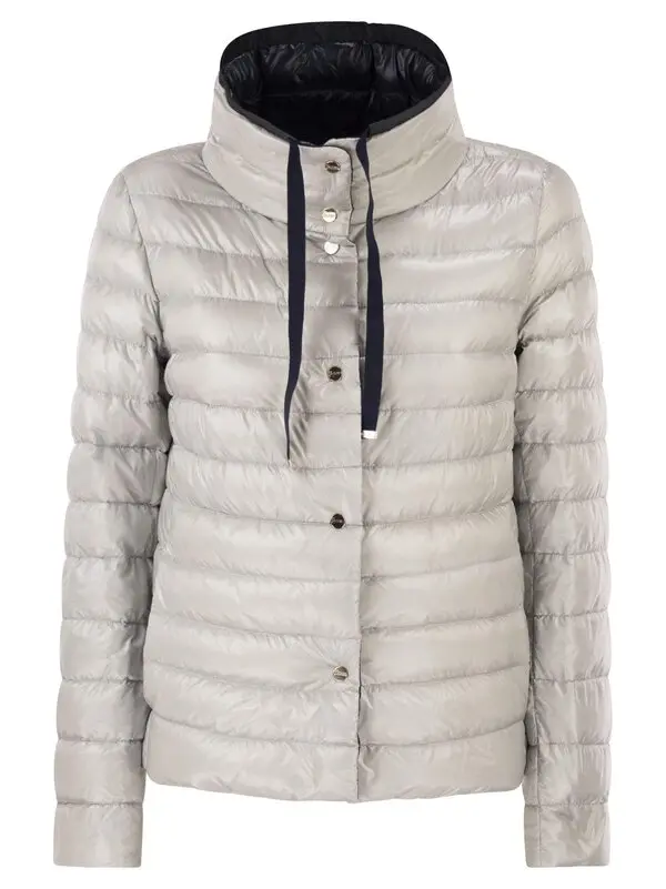 Herno Reversible Ultra-light Nylon Down Jacket With Funnel Neck - Blue