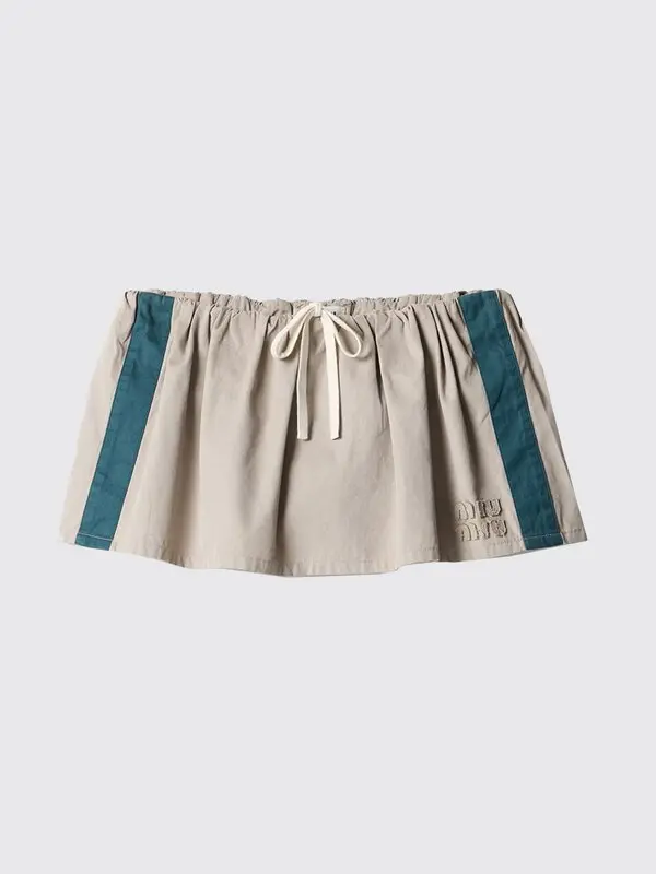 Miu Miu Cotton Mini Skirt With Drawstring