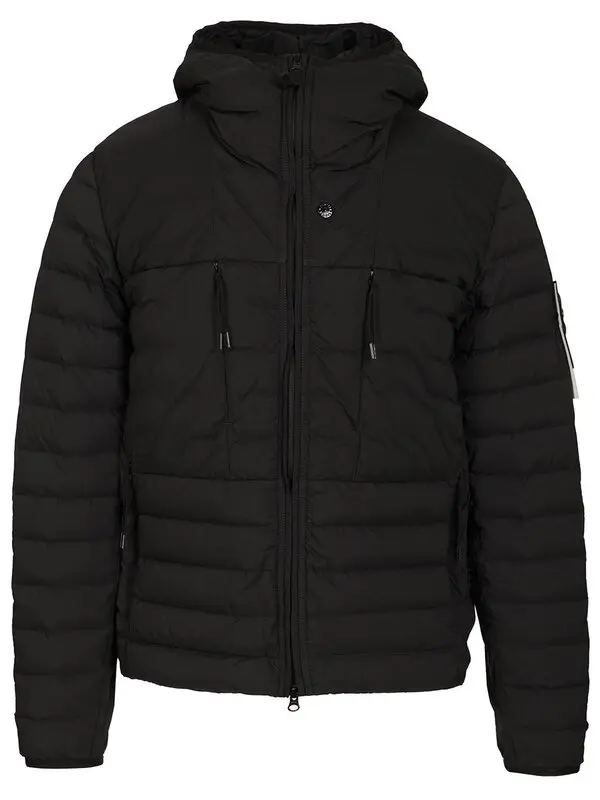 Stone Island Hooded Down Jacket In Stretch Fabric