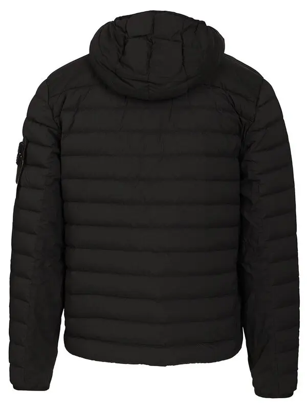 Stone Island Hooded Down Jacket In Stretch Fabric
