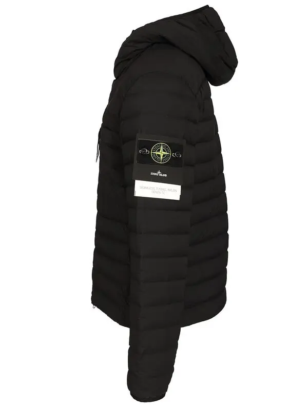 Stone Island Hooded Down Jacket In Stretch Fabric