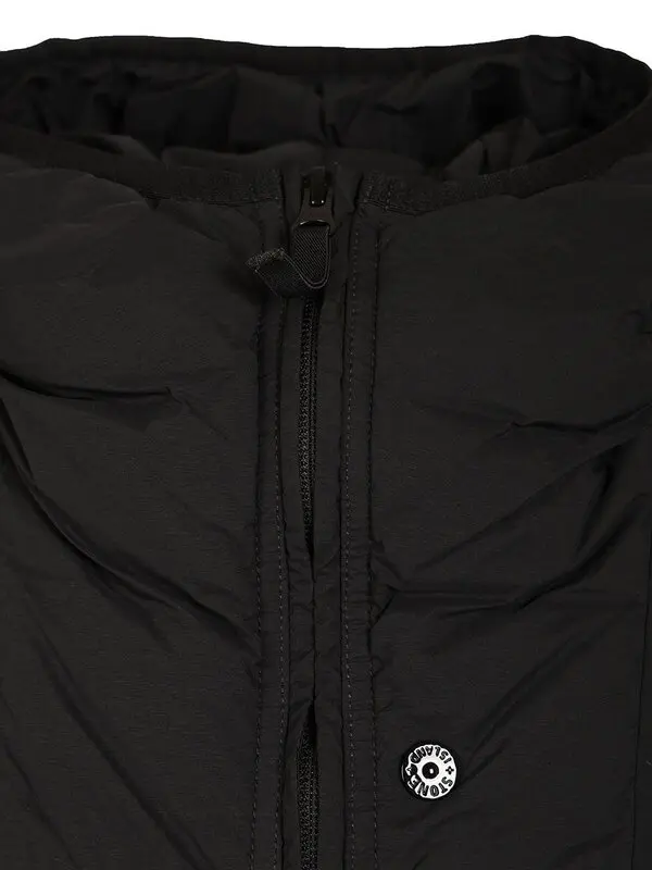 Stone Island Hooded Down Jacket In Stretch Fabric
