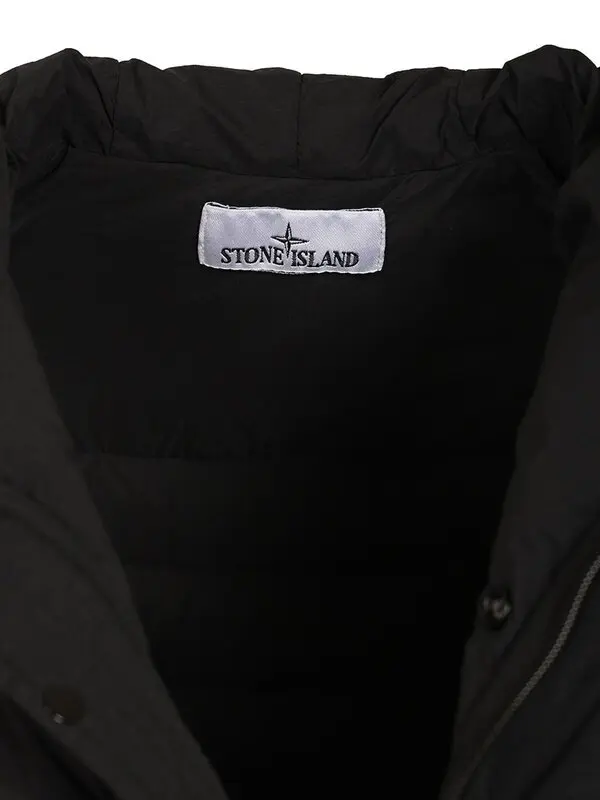 Stone Island Hooded Down Jacket In Stretch Fabric