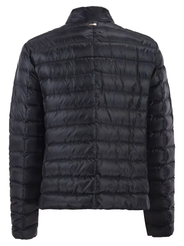 Herno Ultra-light Nylon Down Jacket With Funnel Neck And Adjustable Ribbons